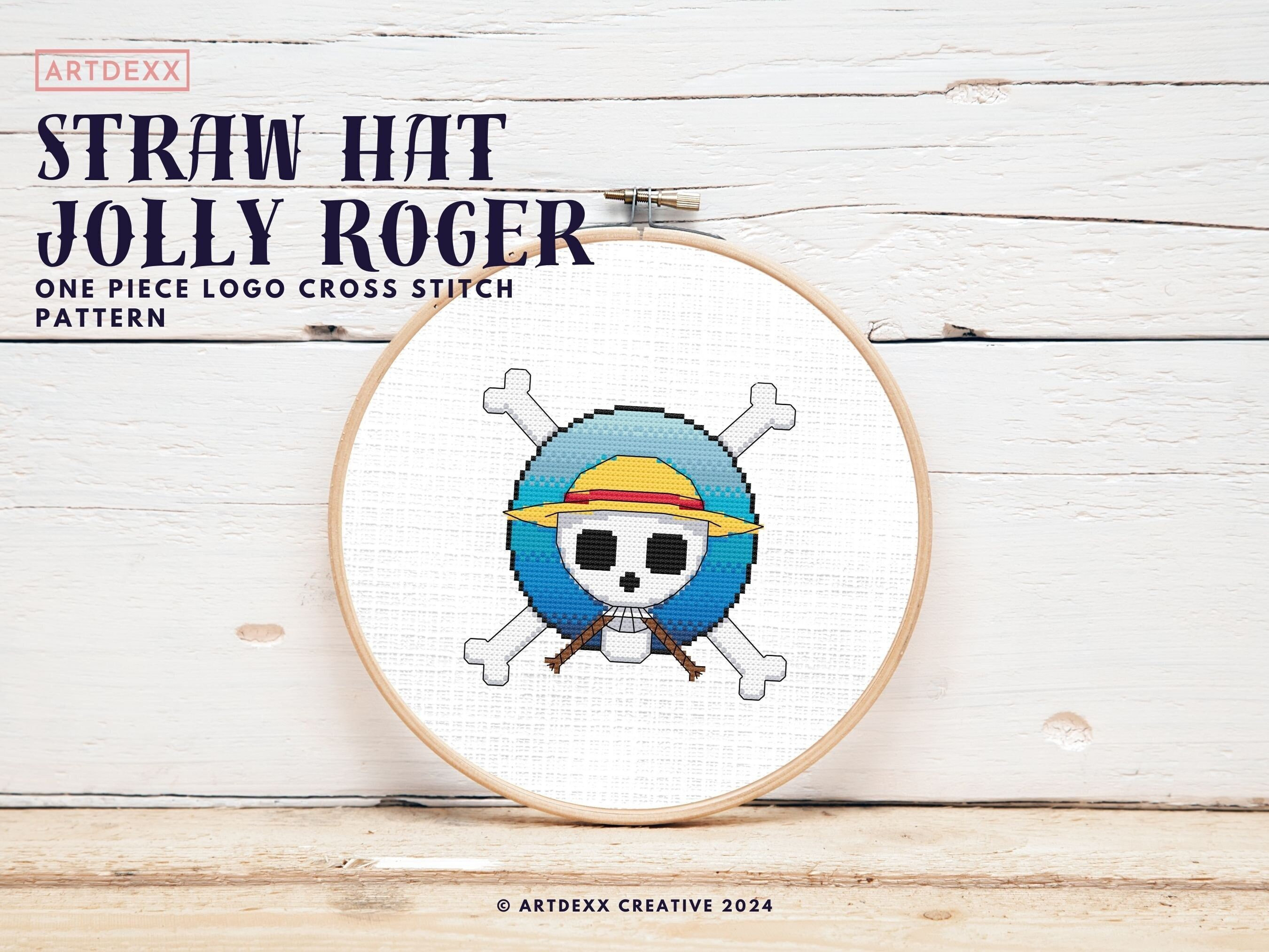 One Piece Logo/straw Hat Jolly Roger Cross Stitch Pattern PDF Instant ...