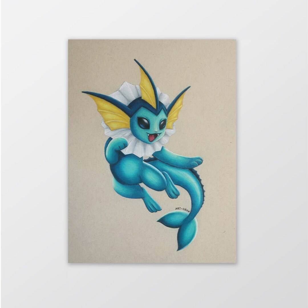 A5 Vaporeon Pokemon Art Print - Etsy