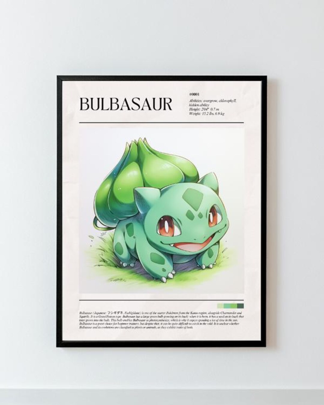 Bulbasaur Pokemon Poster. Wall Art for Living Room. Gaming Style Wall ...