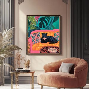 Tropical Panther Art Poster – Eclectic Wall Art, Colorful Maximalist ...