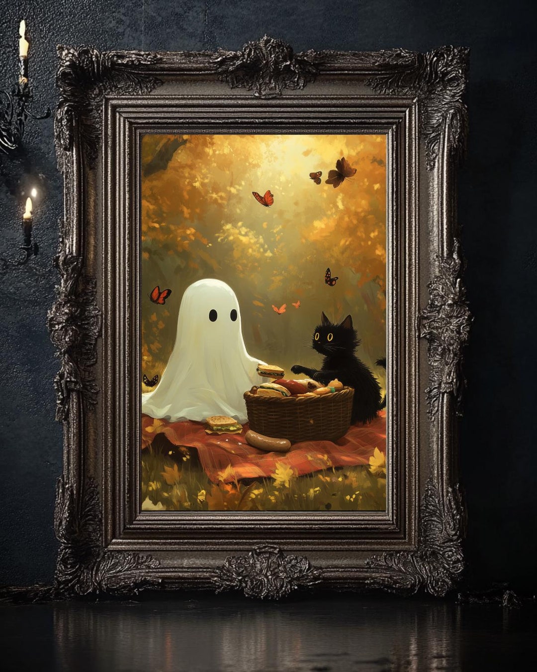 Ghost Picnic Halloween Print: Dark Academia Vintage Poster (digital ...