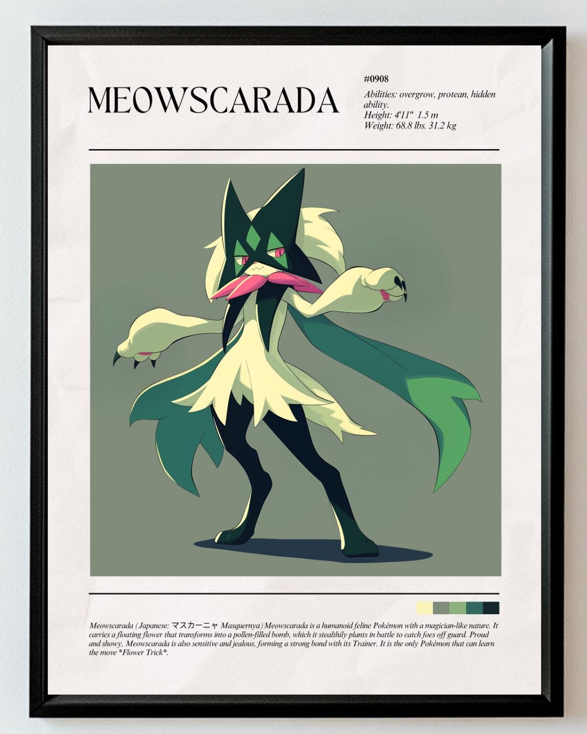 Sprigatito, Meowscarada Pokemon Poster. Wall Art for Living Room ...