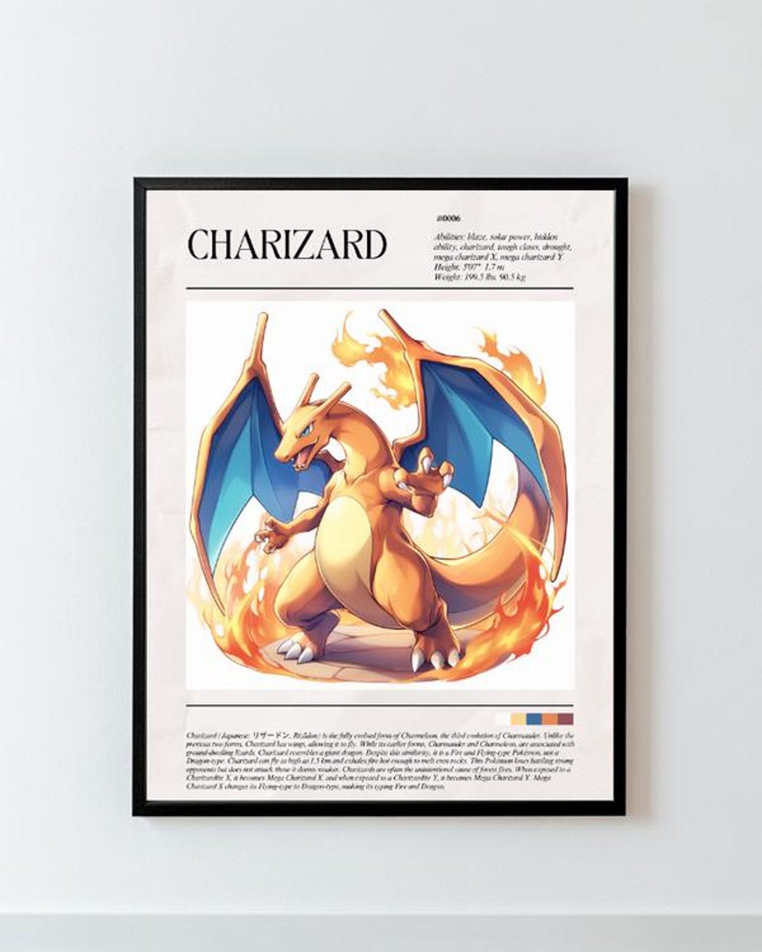 Charizard Pokemon Poster. Wall Art for Living Room. Gaming Style Wall ...