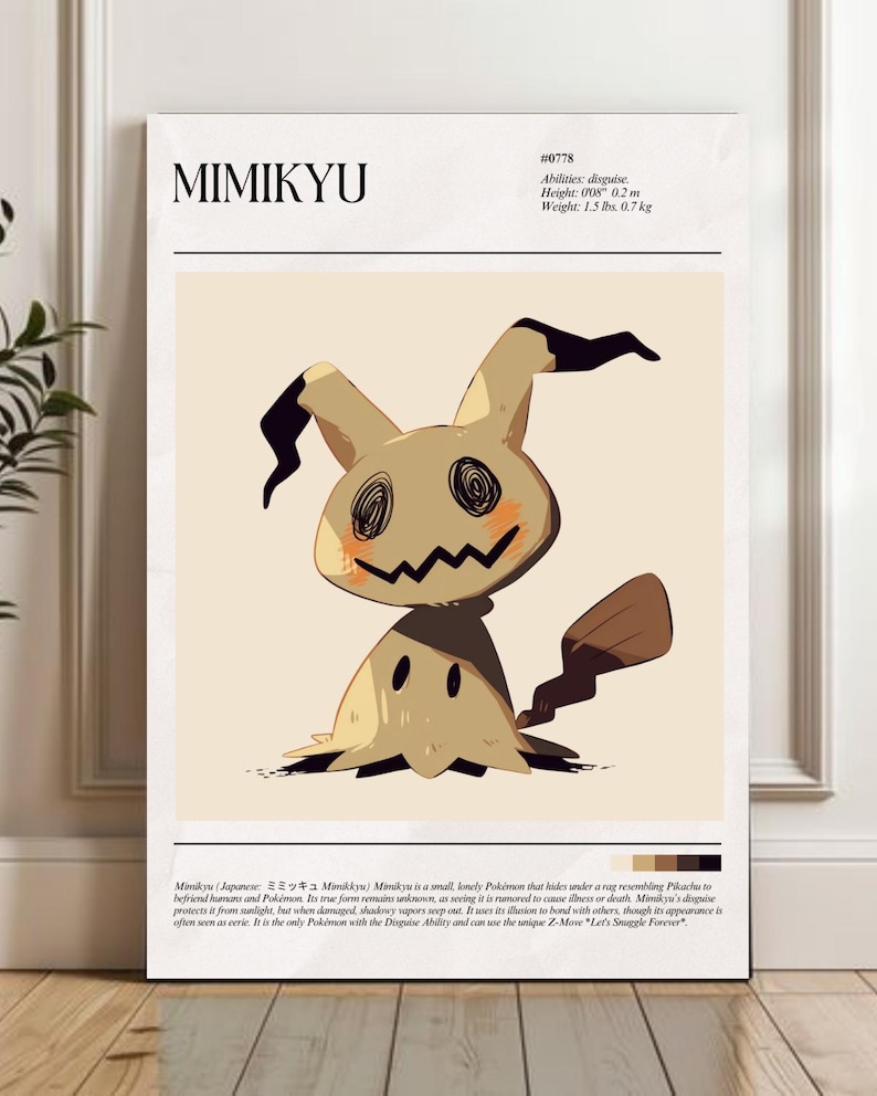 Mimikyu. Pokemon Poster. Wall Art for Living Room. Gaming Style Wall ...