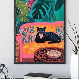 Tropical Panther Art Poster – Eclectic Wall Art, Colorful Maximalist ...