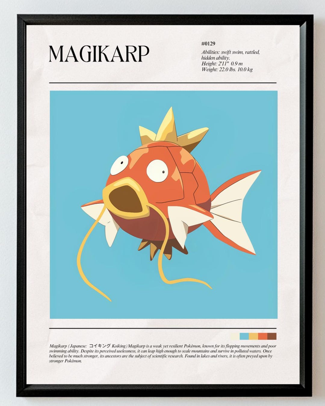 Magikarp. Pokemon Poster. Wall Art for Living Room. Gaming Style Wall ...