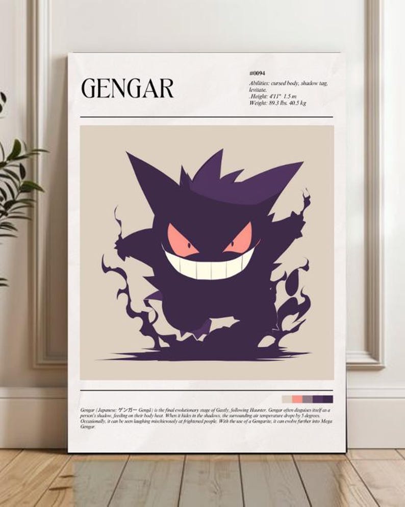 Gengar Pokemon Poster, Japanese Inspired Wall Art (digital Download) - Etsy