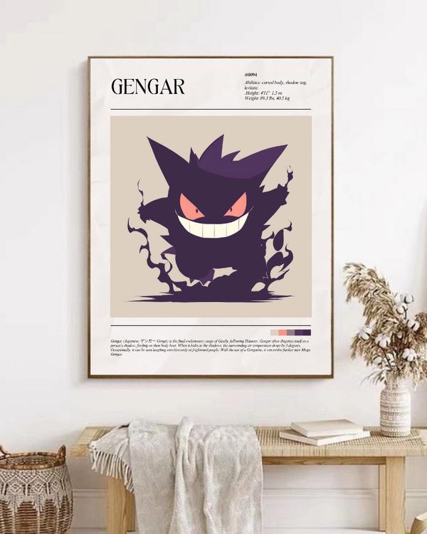 Gengar Pokemon Poster. Wall Art for Living Room. Gaming Style Wall ...