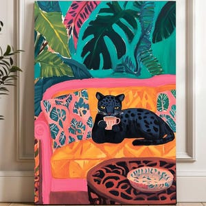 Tropical Panther Art Poster – Eclectic Wall Art, Colorful Maximalist ...