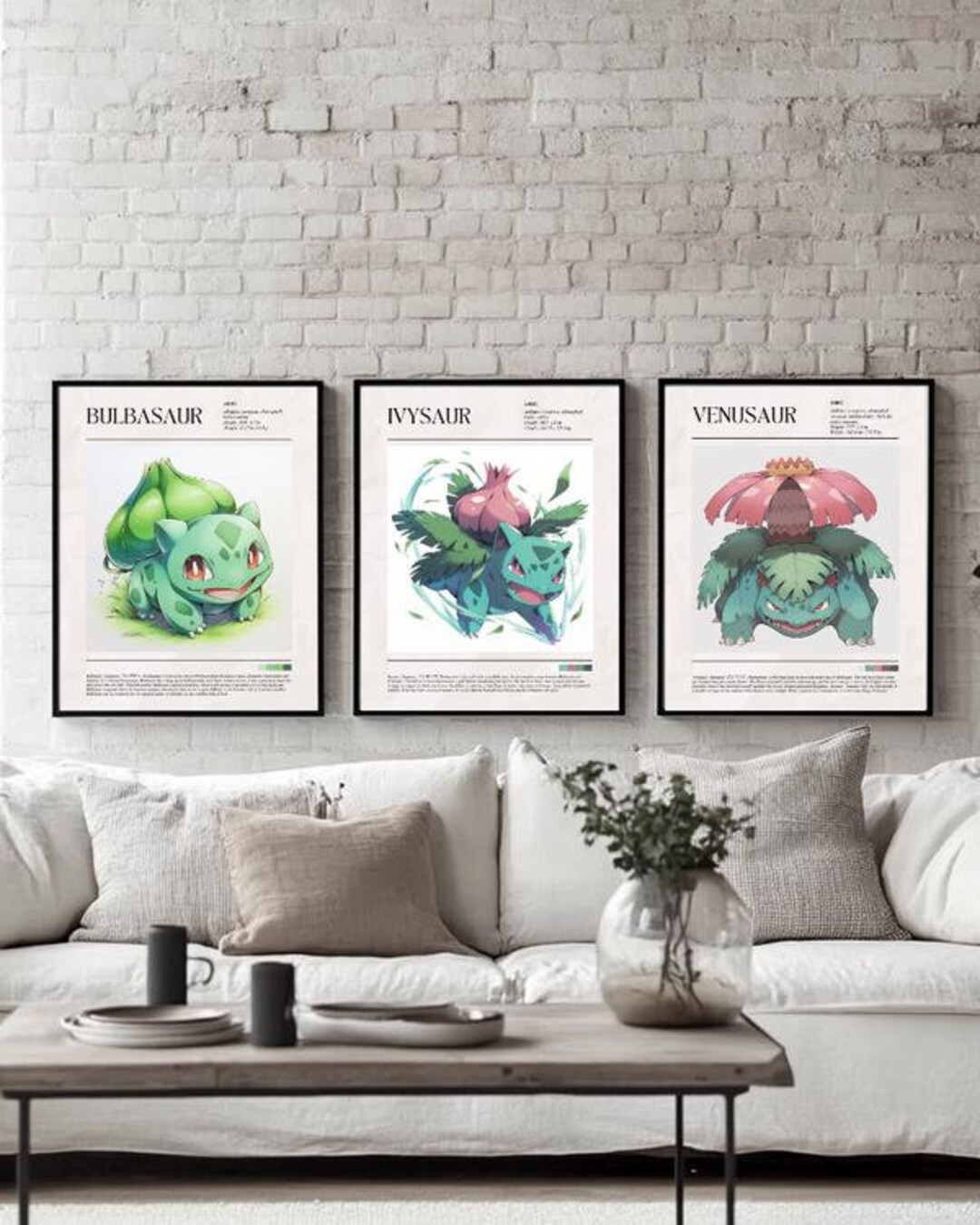 Bulbasaur, Ivysaur, Venusaur, Pokemon Poster. Wall Art for Living Room ...
