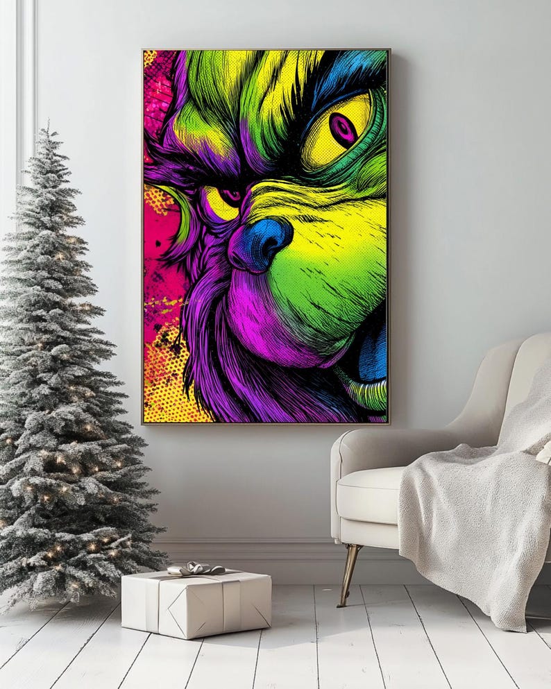 Retro Grinch Christmas Poster | Vintage Holiday Wall Art | Funny ...