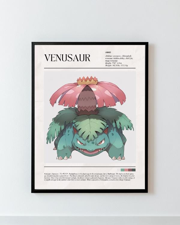 Pokemon Evolution Poster, Bulbasaur, Ivysaur, Venusaur (digital ...