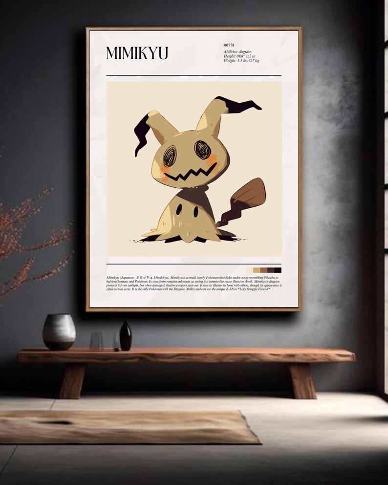 Mimikyu. Pokemon Poster. Wall Art for Living Room. Gaming Style Wall ...