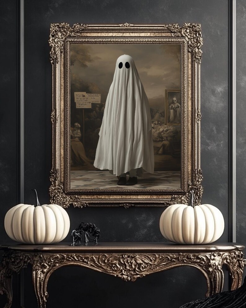 Ghost in the Museum, Halloween Print, Vintage Poster, Artistic Poster ...