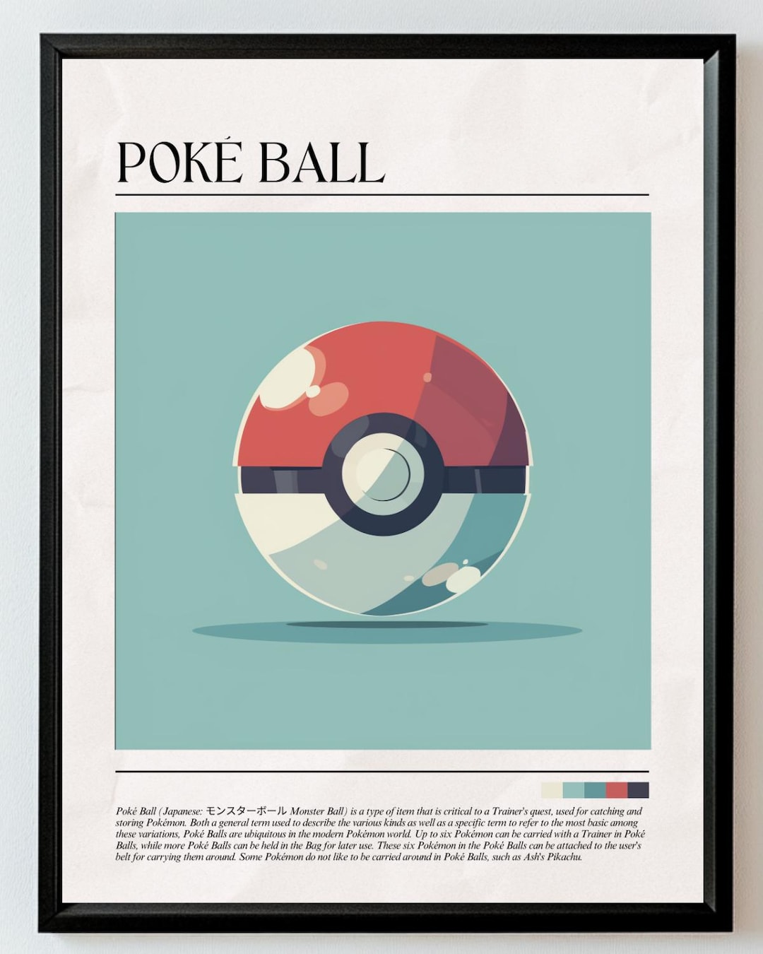 Poké Ball Poster. Minimalist Pokémon Wall Art. Retro Gaming Decor ...