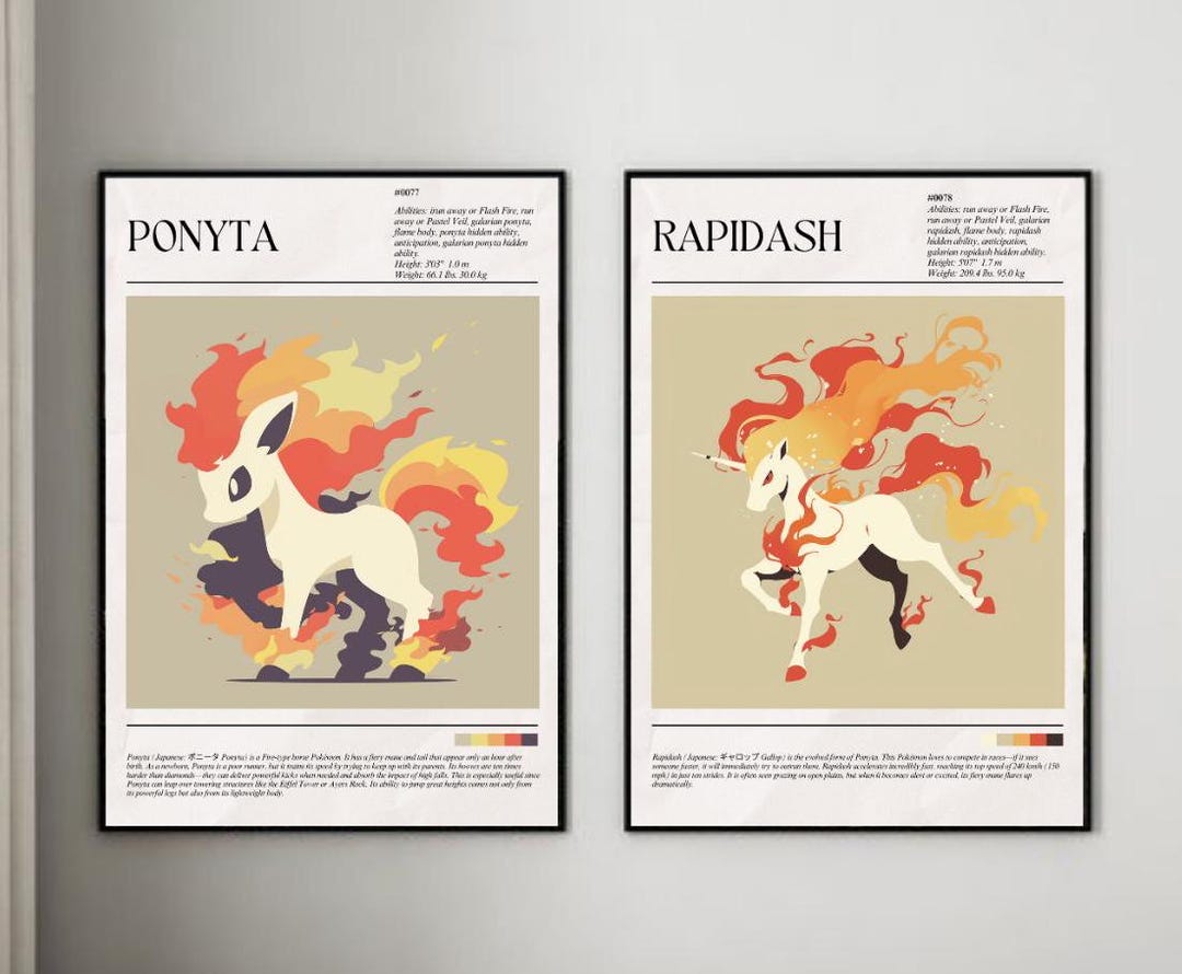 Minimalist Rapidash Poster – Fire-type Pokémon Wall Art (digital ...