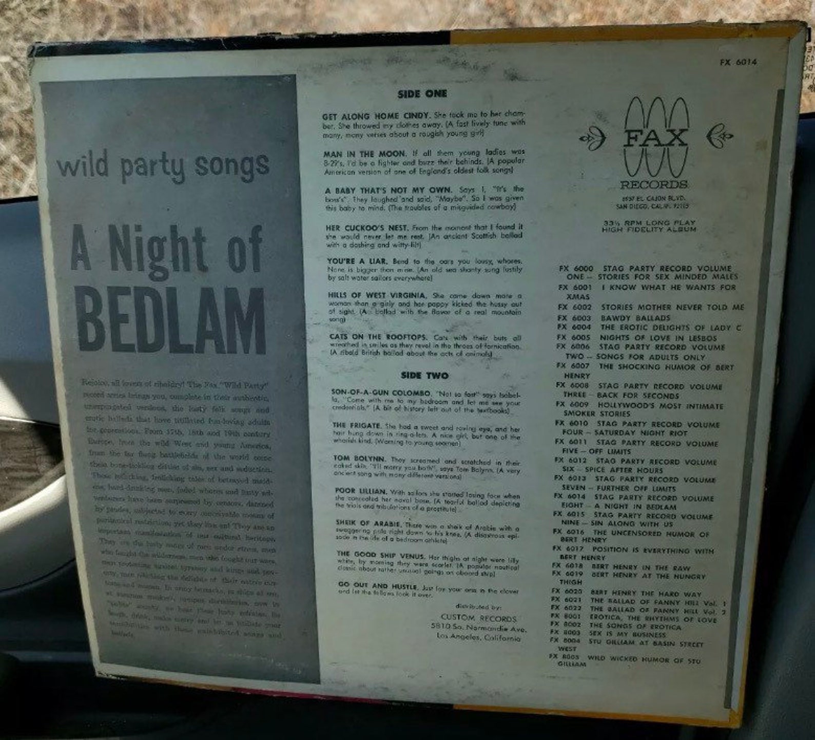Adam Stag Record Party Lp Vintage 1960s Cheesecake Fax Records Adult ...
