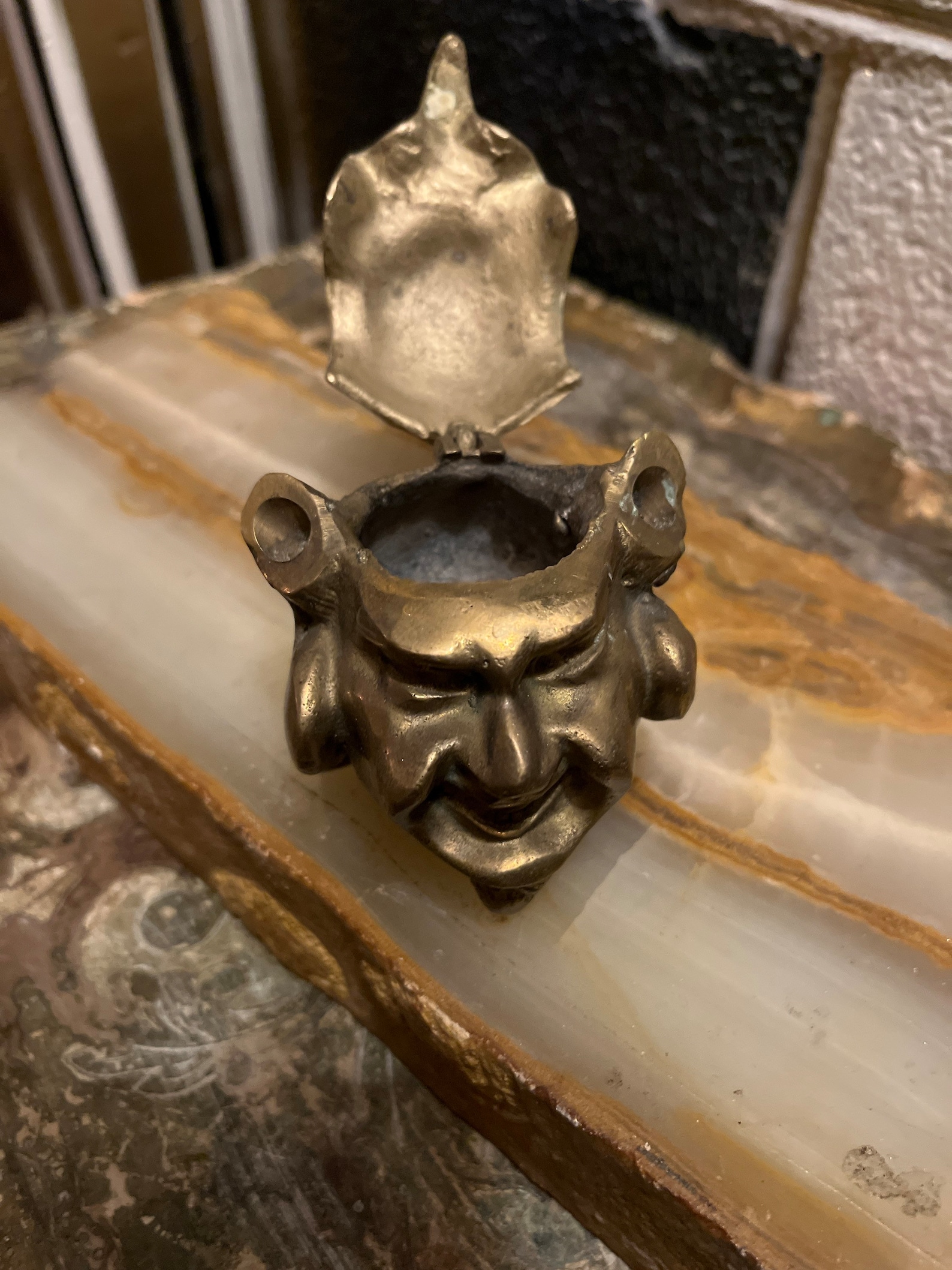 French Antique Figural Devil Bronze/brass Devil Inkwell 1800s Desk 19th ...