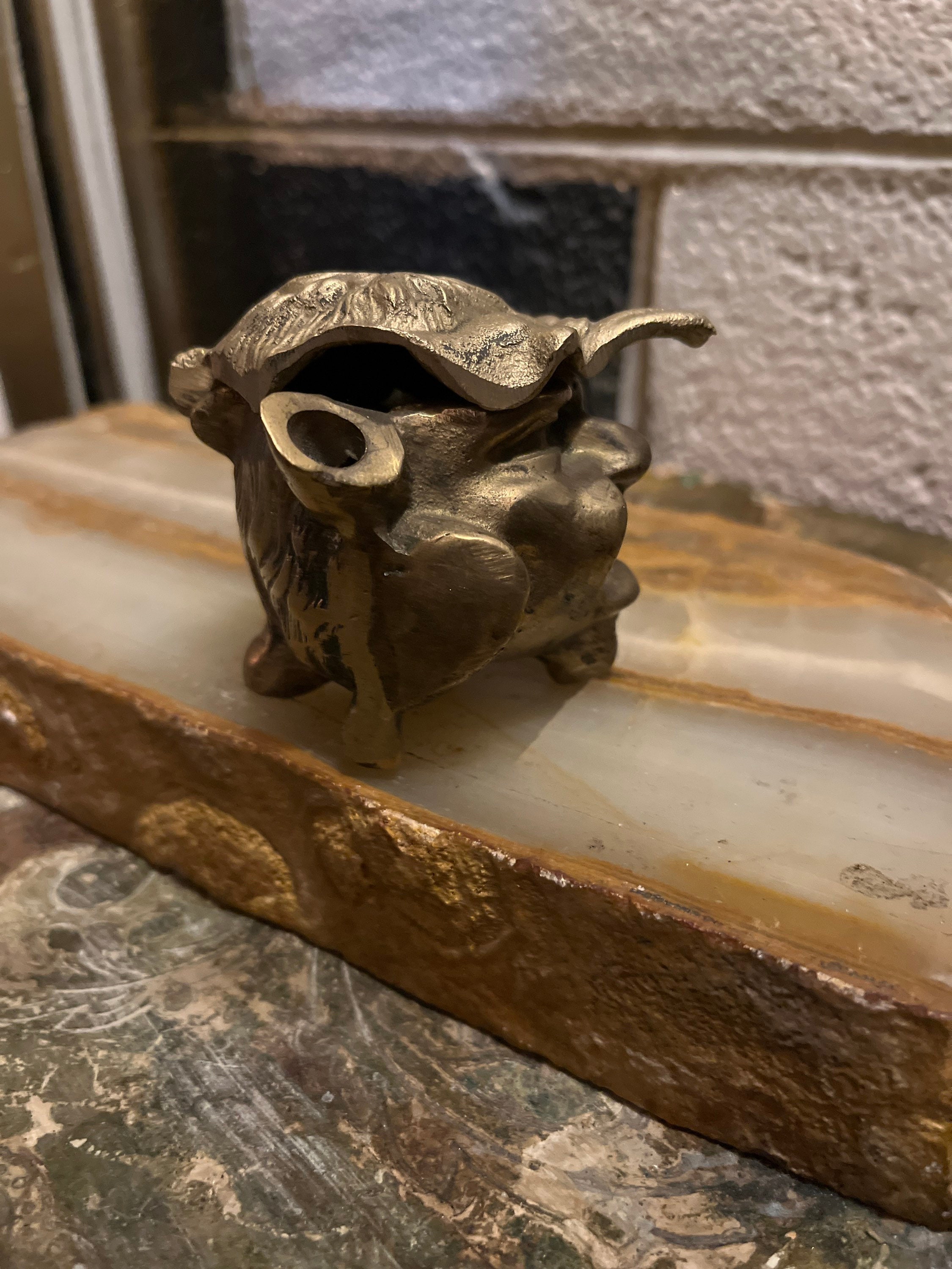 French Antique Figural Devil Bronze/brass Devil Inkwell 1800s Desk 19th ...