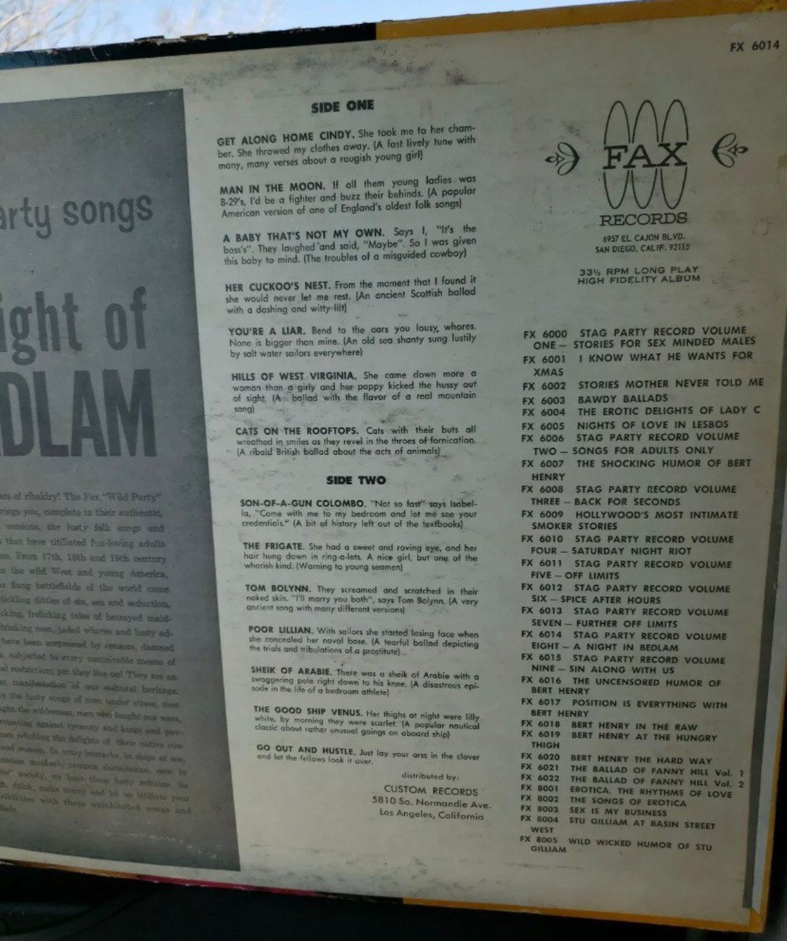 Adam Stag Record Party Lp Vintage 1960s Cheesecake Fax Records Adult ...