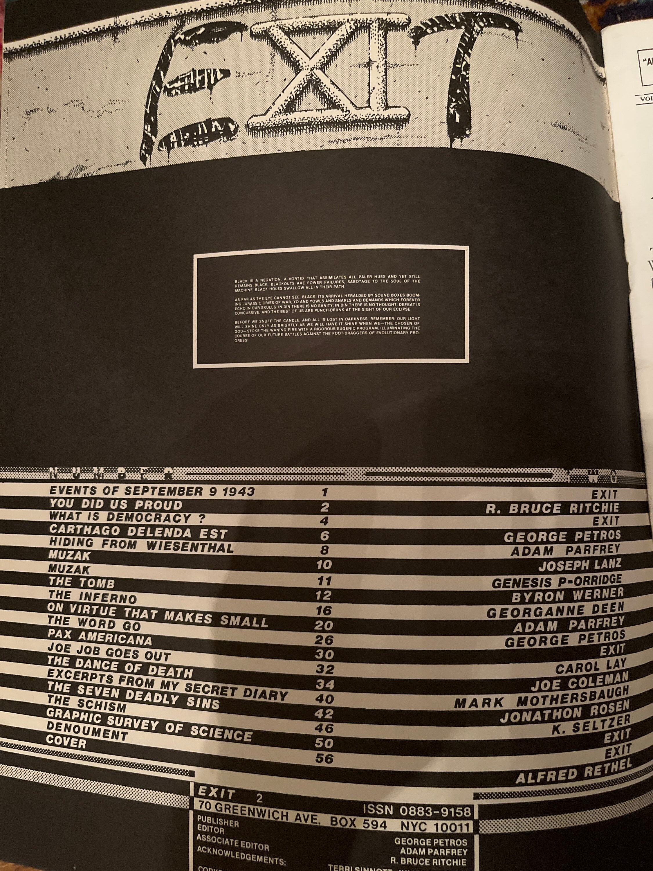 EXIT Magazine #2 Vintage 1980s New Underground Art Punk Magazine Rare ...