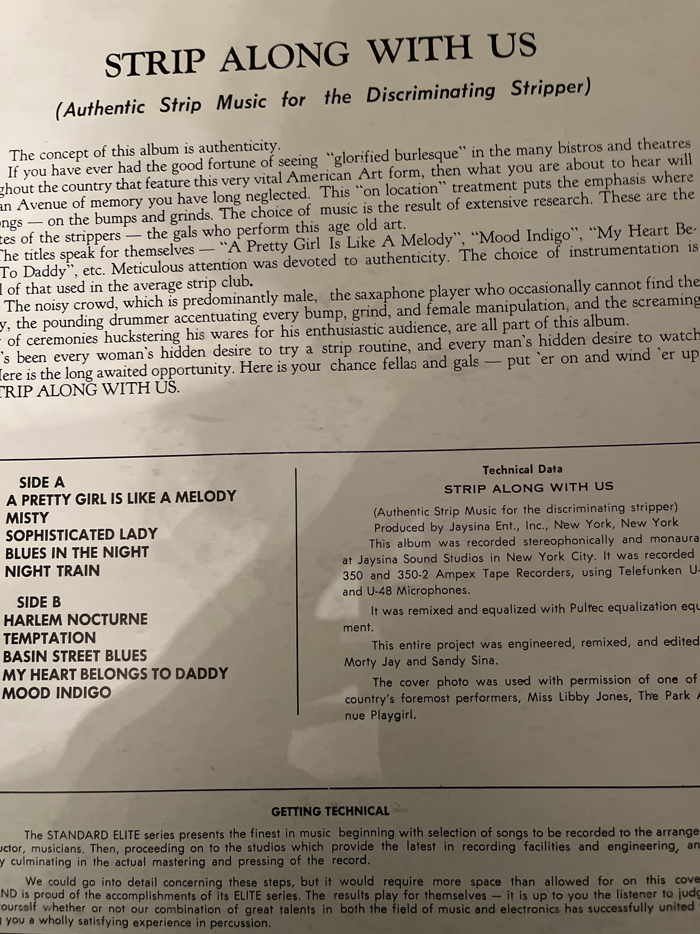 Cheesecake Records Vinyl Records Vintage 1960s Strip Along With Us ...