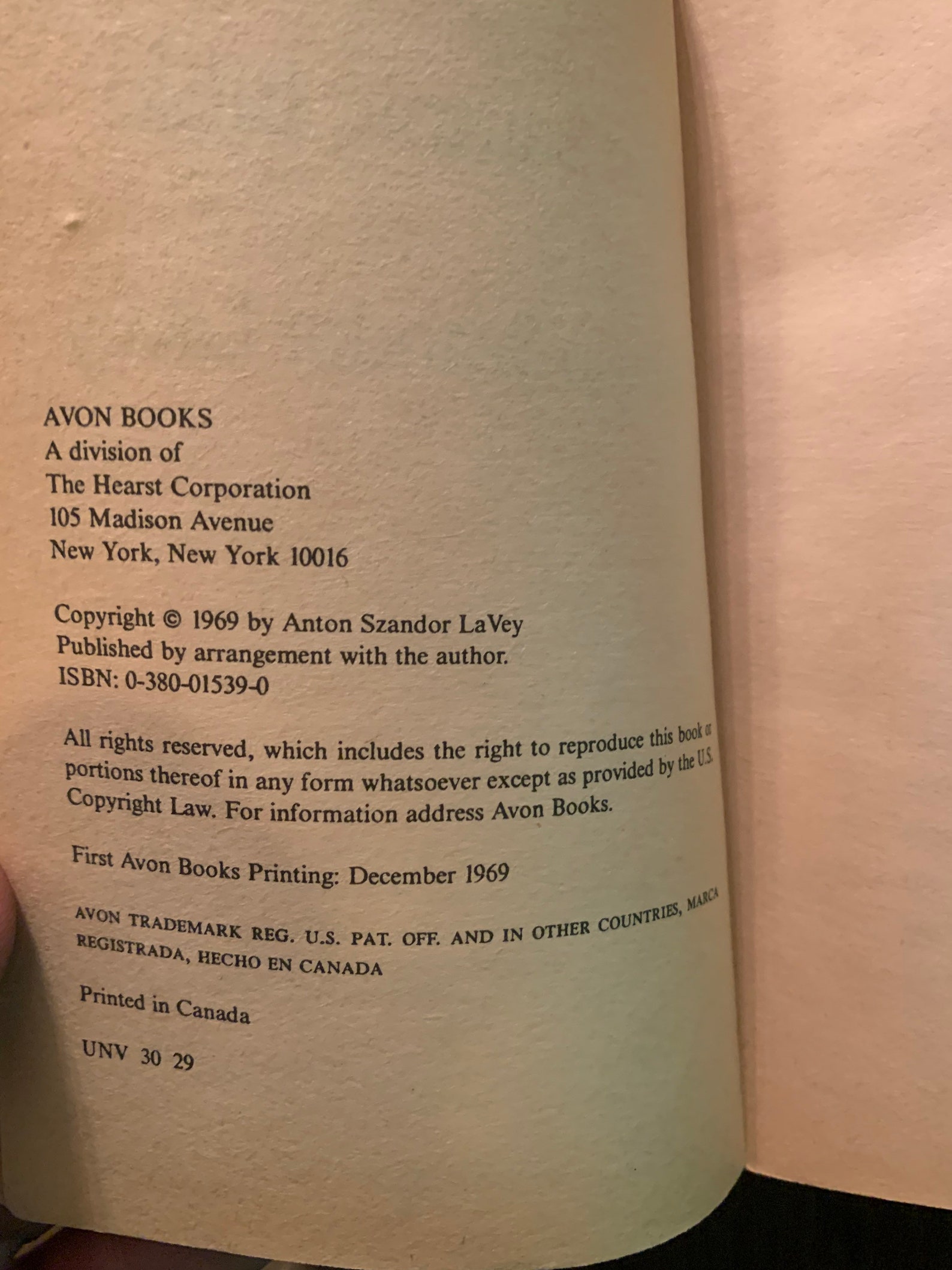 Anton Lavey Satanic Bible First December 1969 Avon Books - Etsy