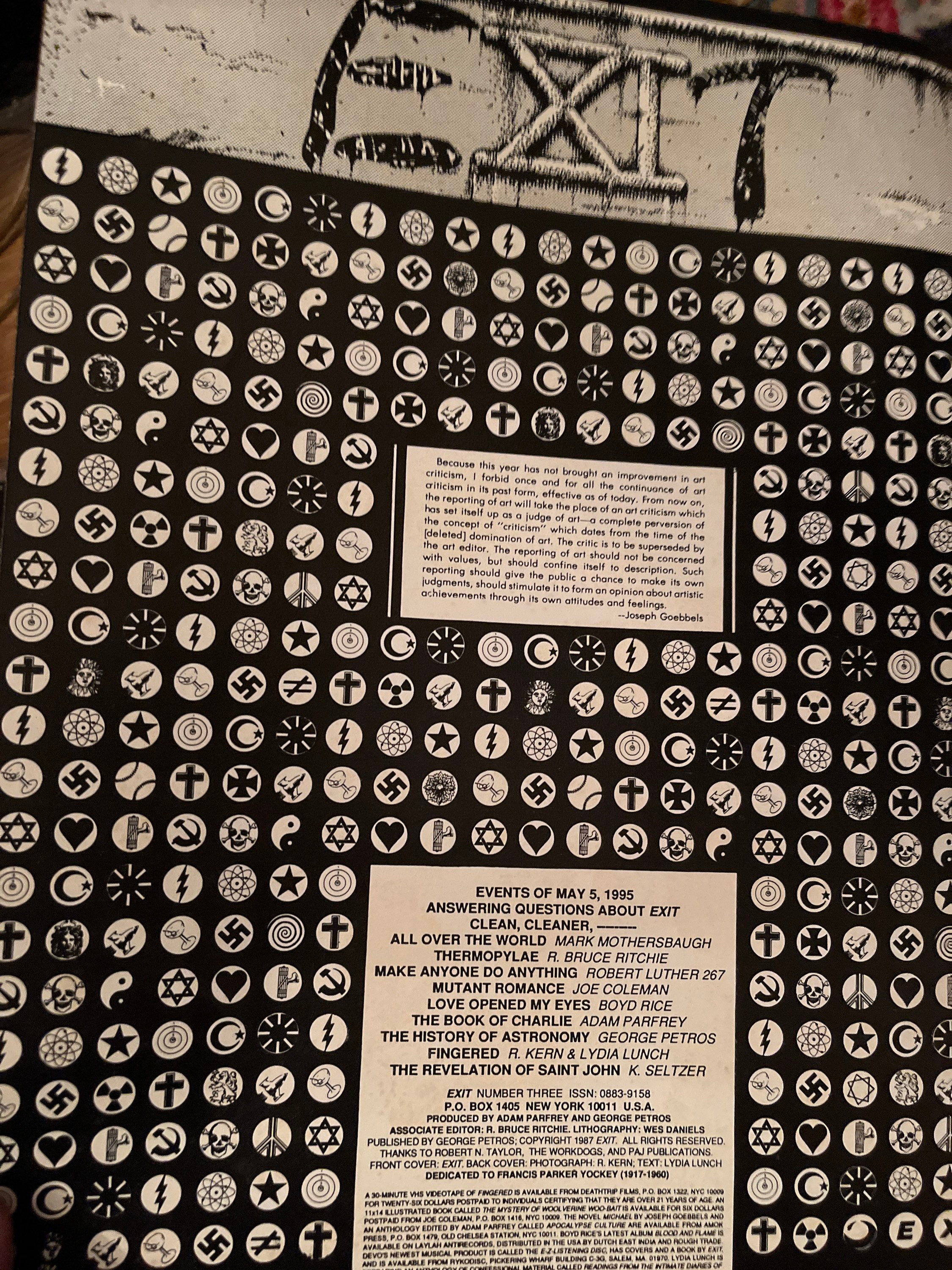 EXIT Magazine 3 Vintage 1980s New York Underground Punk Art Magazine ...