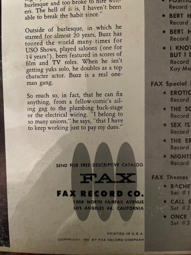 Adam Stag Party Records Vintage 1962 Cheesecake Cover Stories Mother ...