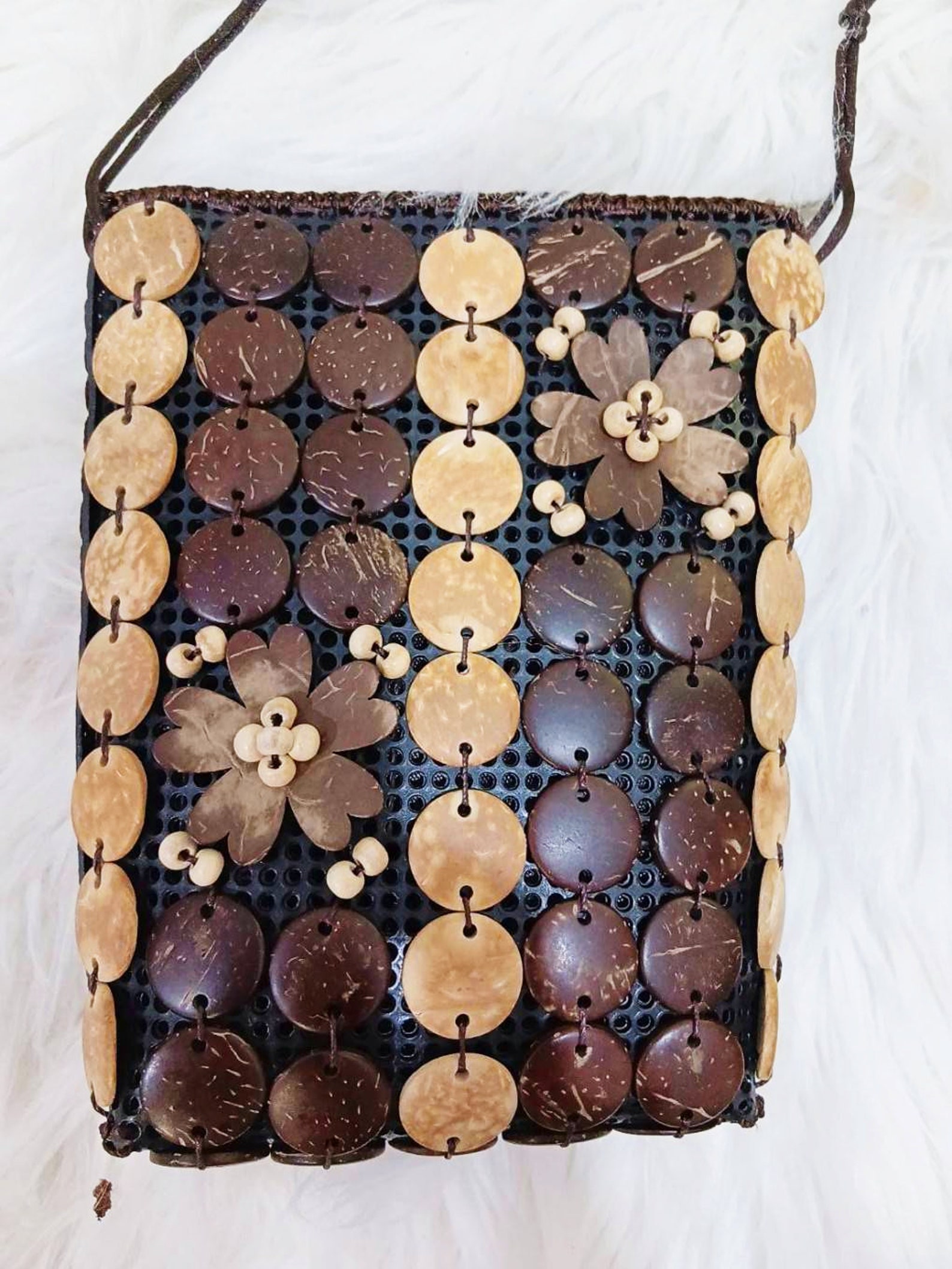 Handmade Bag With Coconut Shell Decoration by Thai Hill Tribe - Etsy