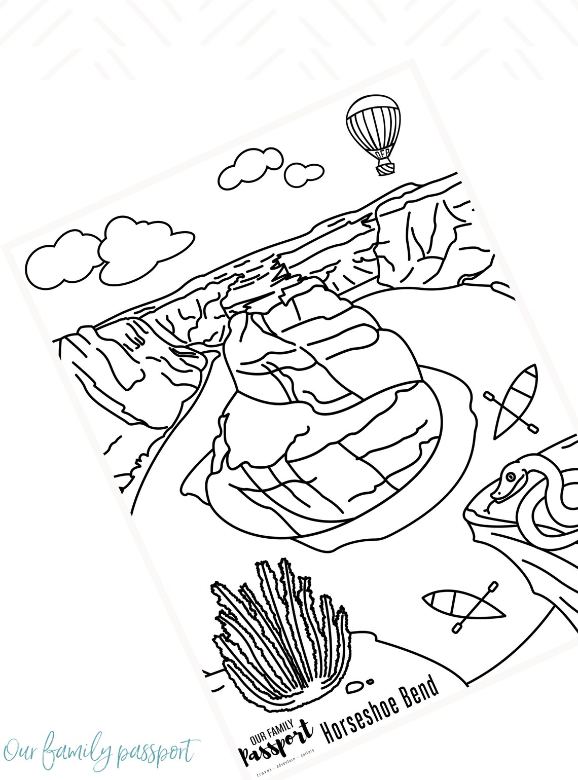 Horseshoe Bend Geography Coloring Page | Printable & Digital - Etsy Canada