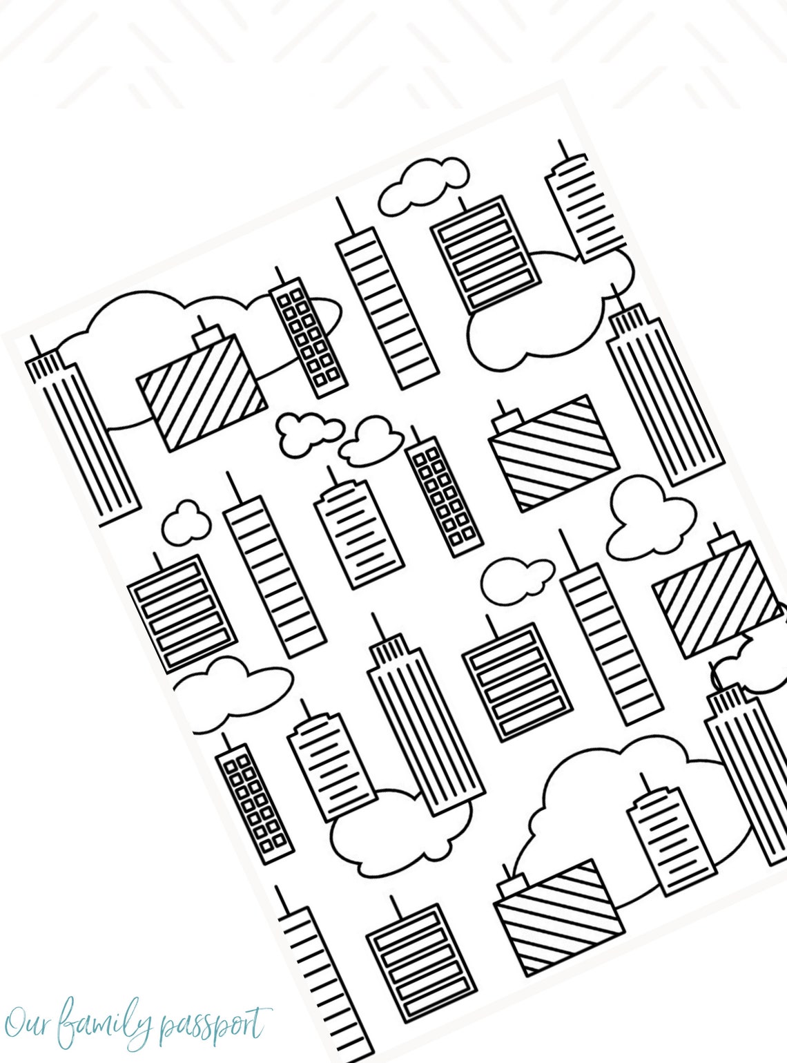 Building Doodle Skyscraper Coloring Page, Hand Drawn Digital ...