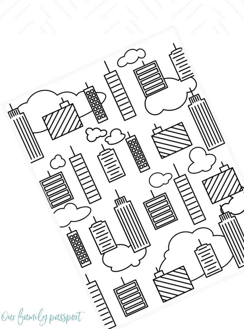 Building Doodle Skyscraper Coloring Page, Hand Drawn Digital ...