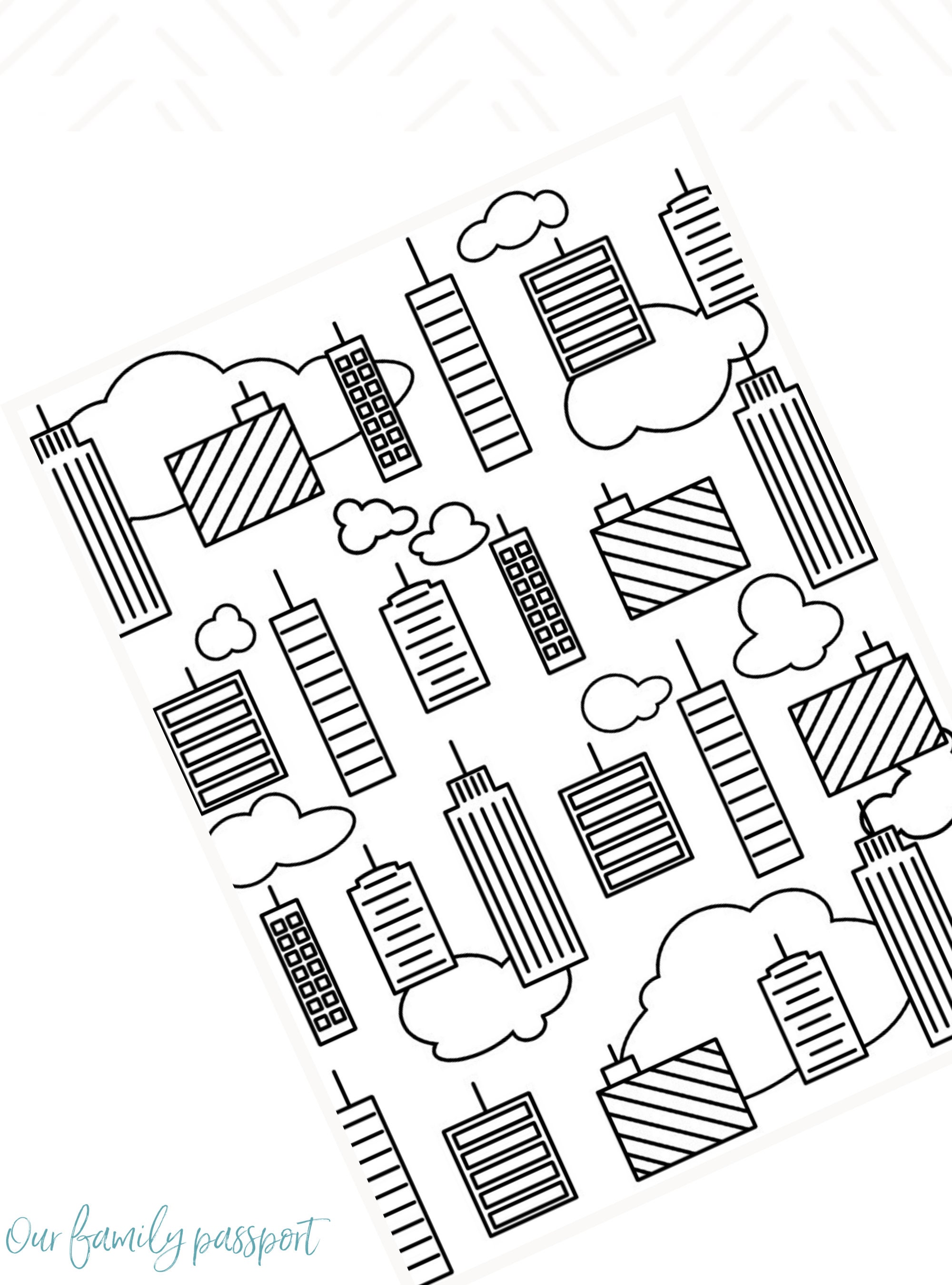 Building Doodle Skyscraper Coloring Page, Hand Drawn Digital ...