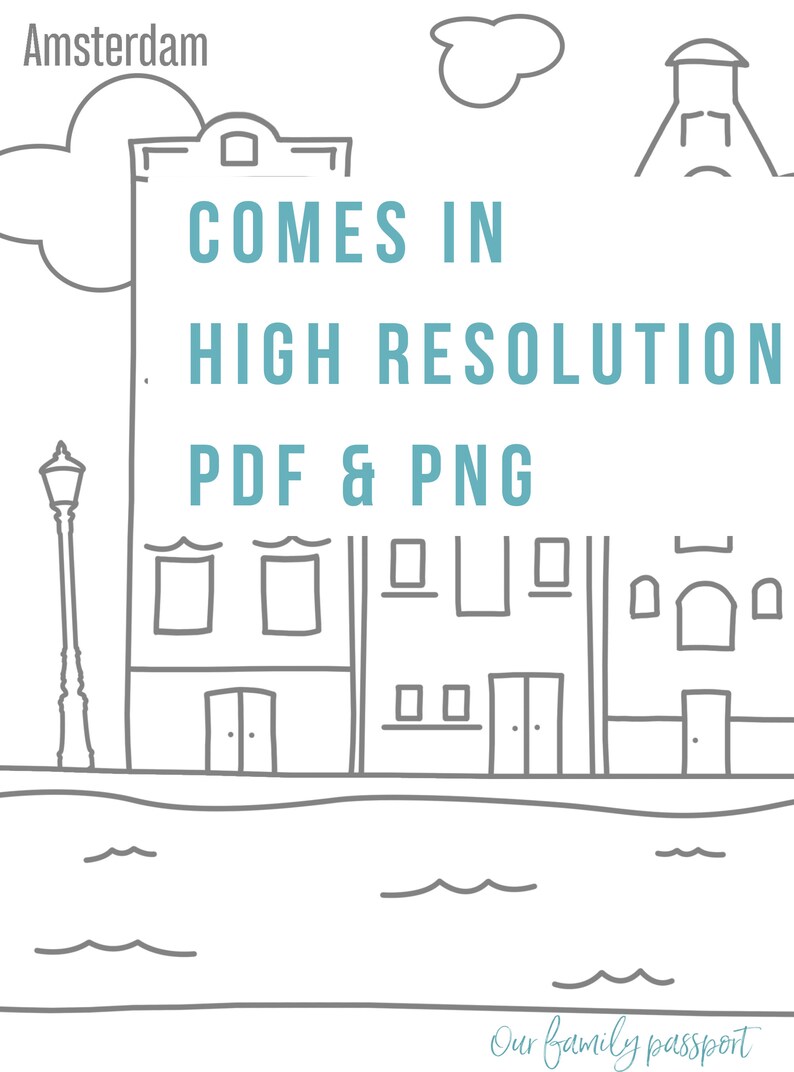 Amsterdam Coloring Activity Learning Page Printable and Digital - Etsy