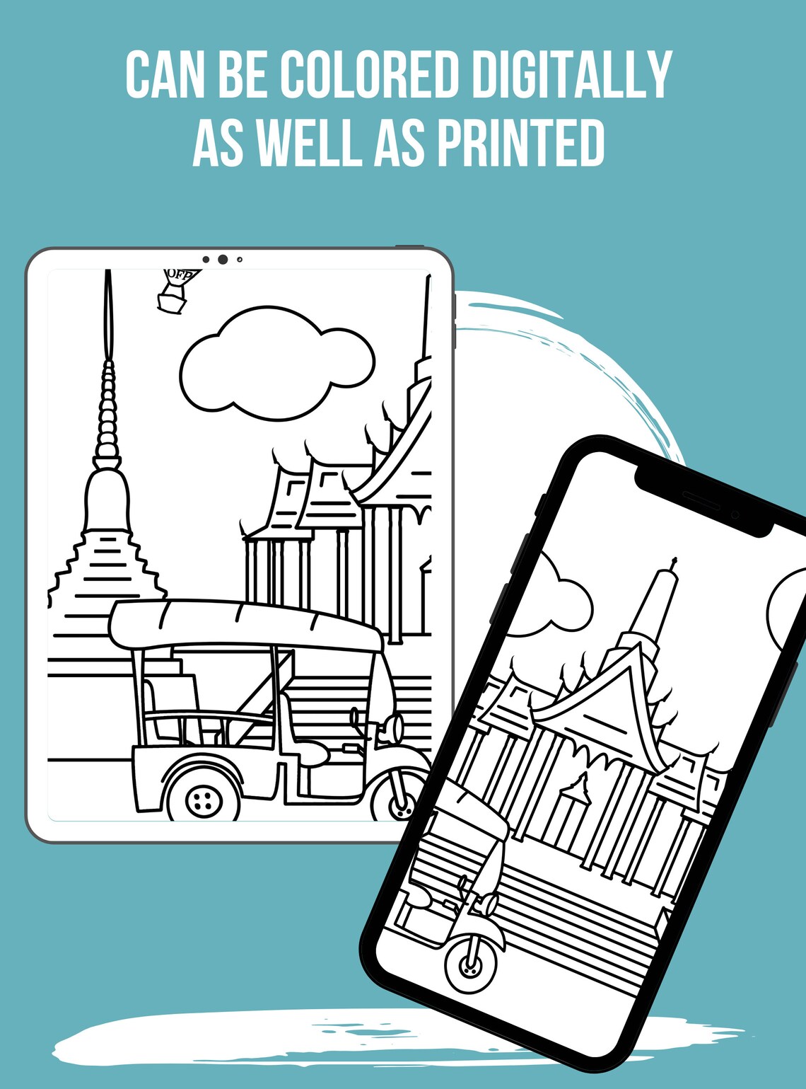 Bangkok Thailand Digital & Printable Travel Coloring Page - Etsy