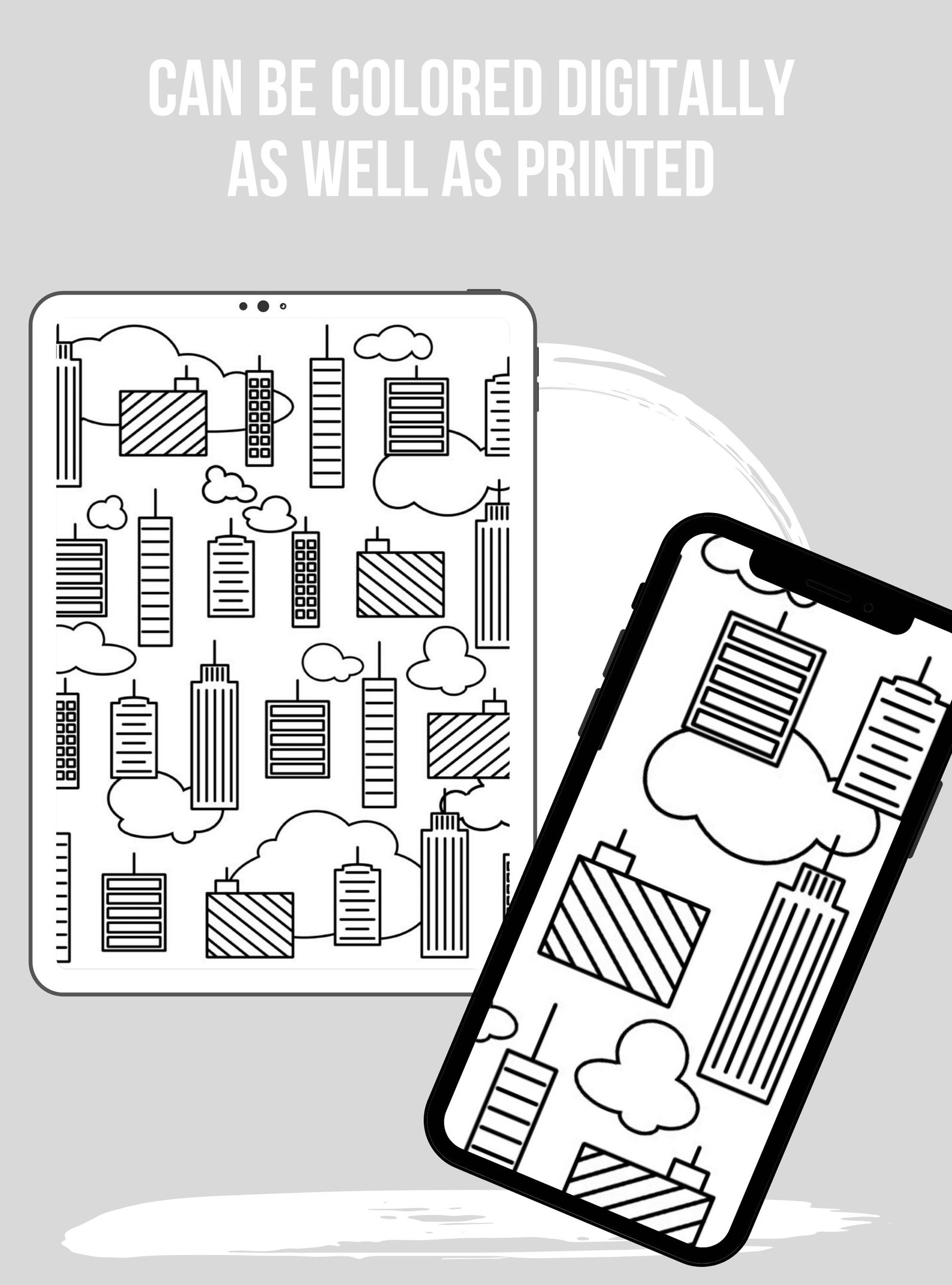 Building Doodle Skyscraper Coloring Page, Hand Drawn Digital ...