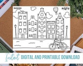 Amsterdam Coloring Activity Learning Page Printable and - Etsy
