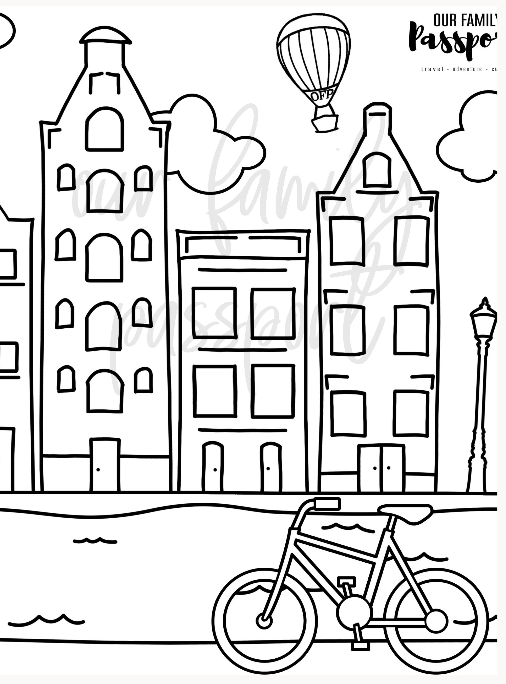 Amsterdam Coloring Activity Learning Page Printable and Digital - Etsy