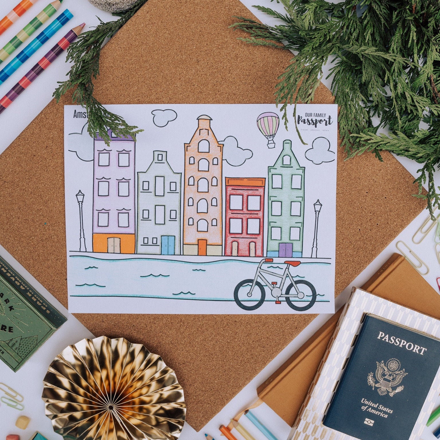 Amsterdam Coloring Page, Printable Amsterdam Travel Coloring Page ...