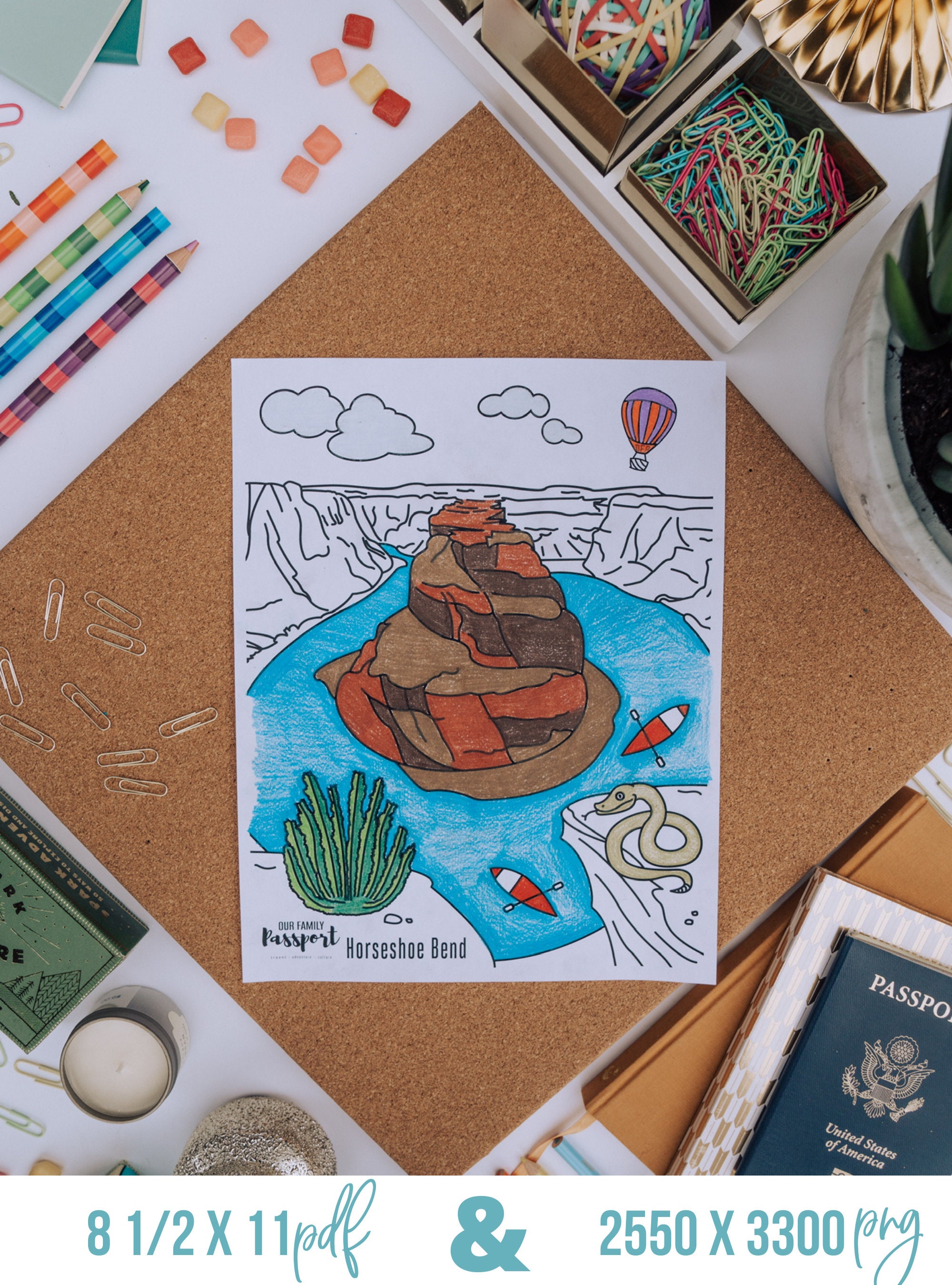 Horseshoe Bend Geography Coloring Page | Printable & Digital - Etsy