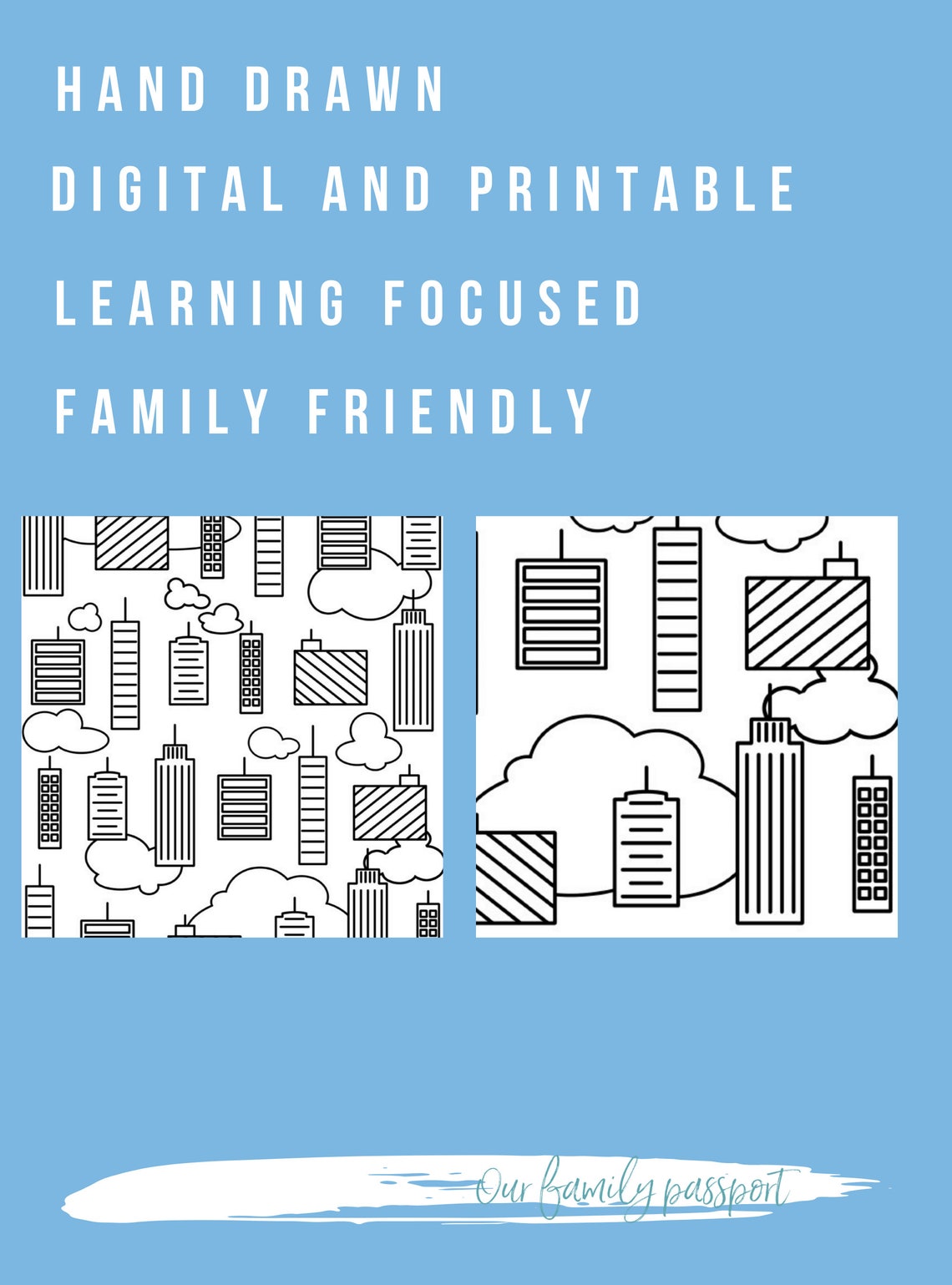 Building Doodle Skyscraper Coloring Page, Hand Drawn Digital ...