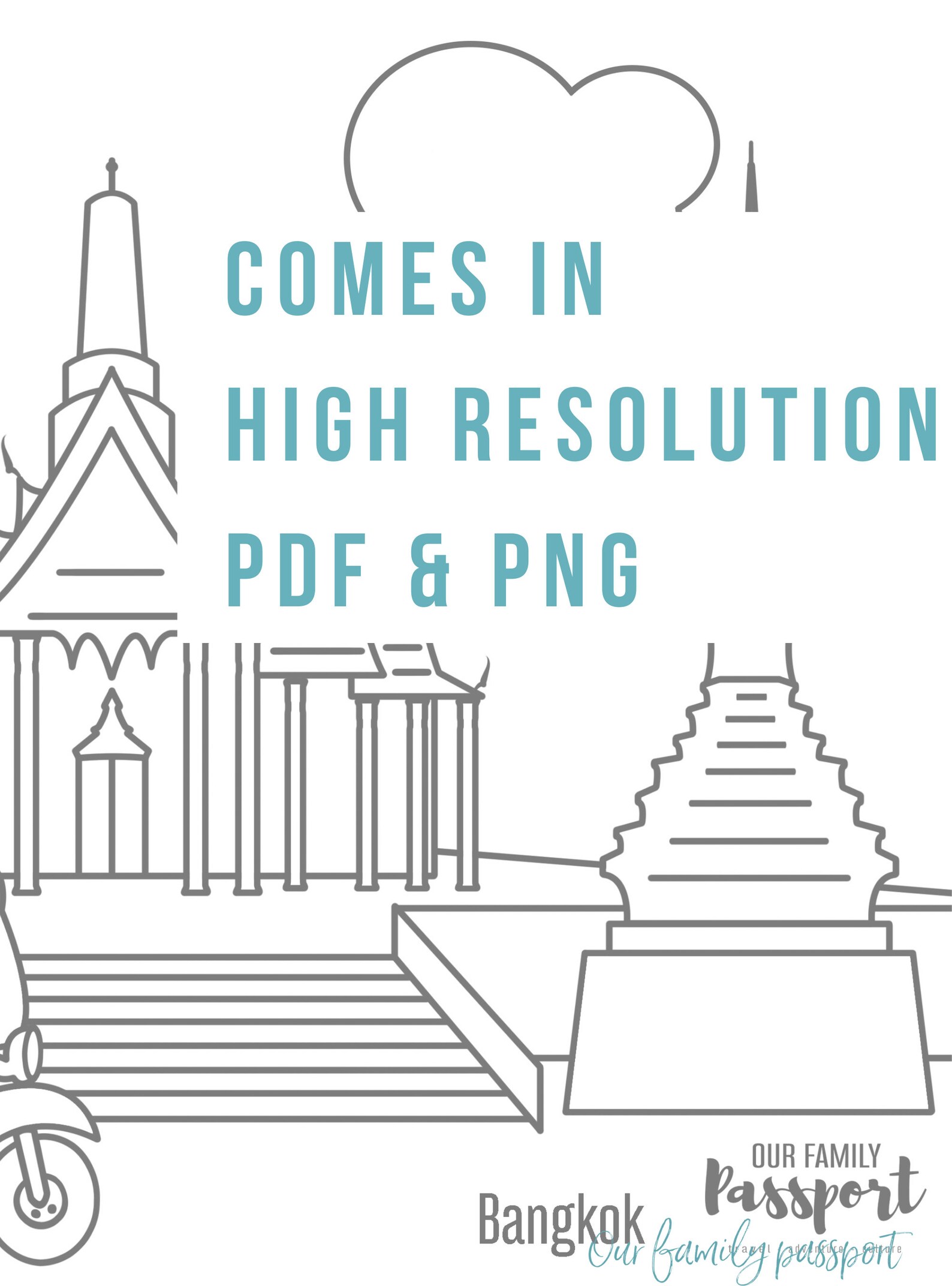Bangkok Thailand Digital & Printable Travel Coloring Page - Etsy