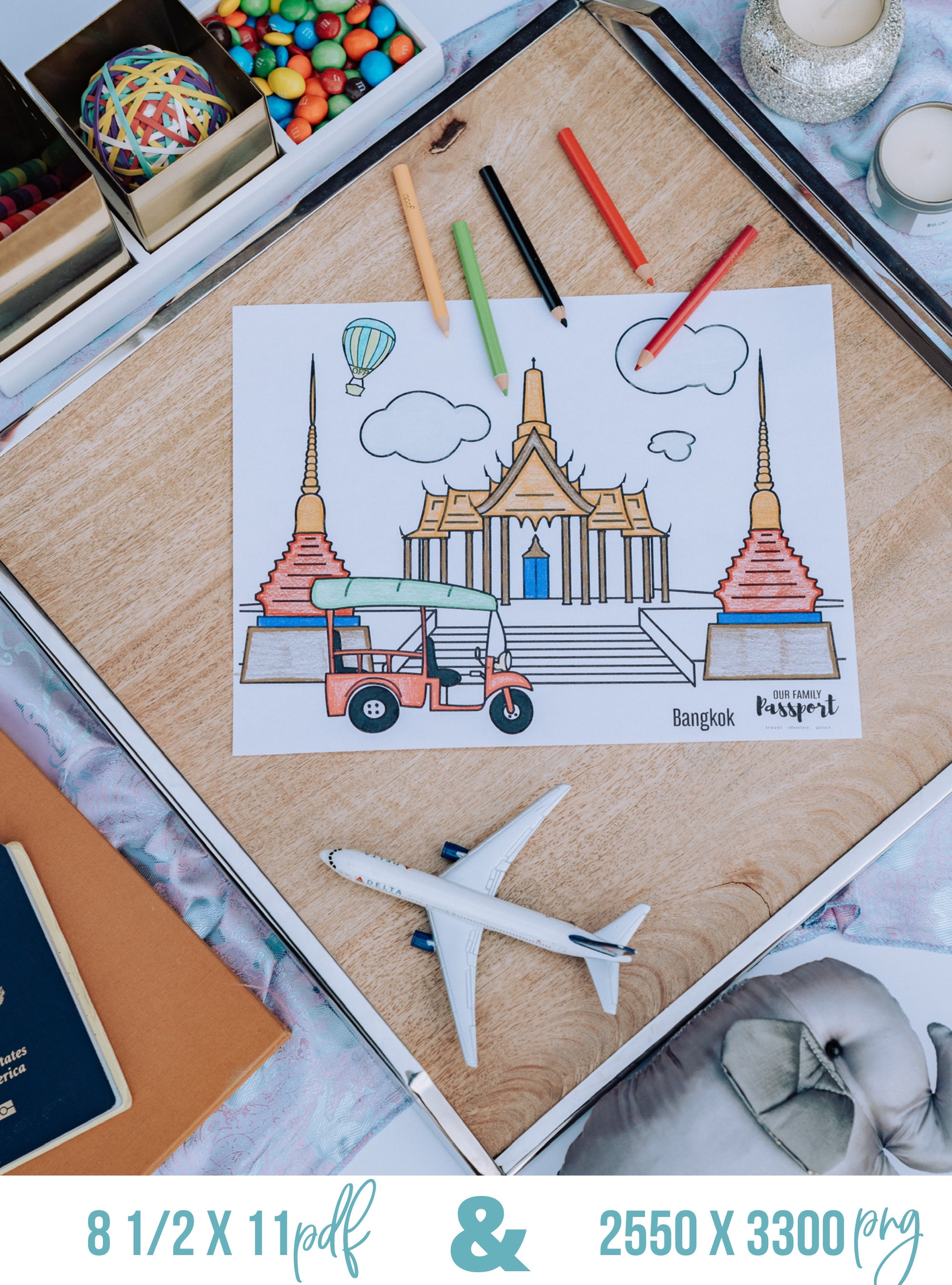 Bangkok Thailand Digital & Printable Travel Coloring Page - Etsy