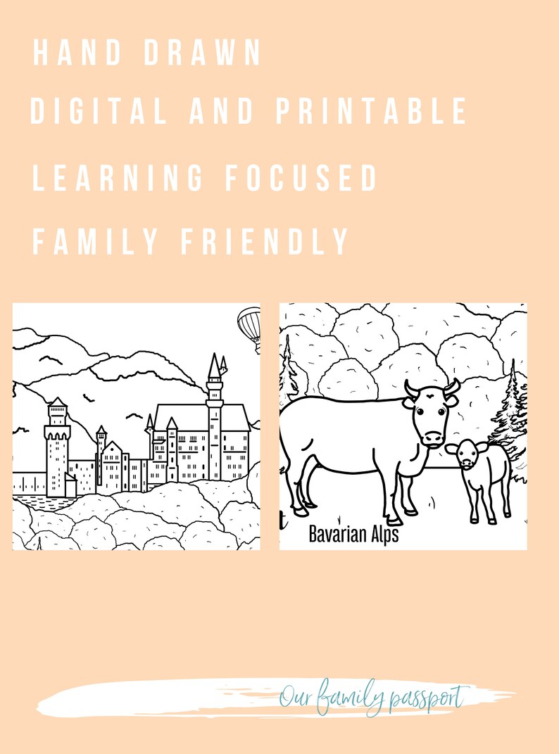 Neuschwanstein Castle Learning Coloring Page | Both Digital and ...