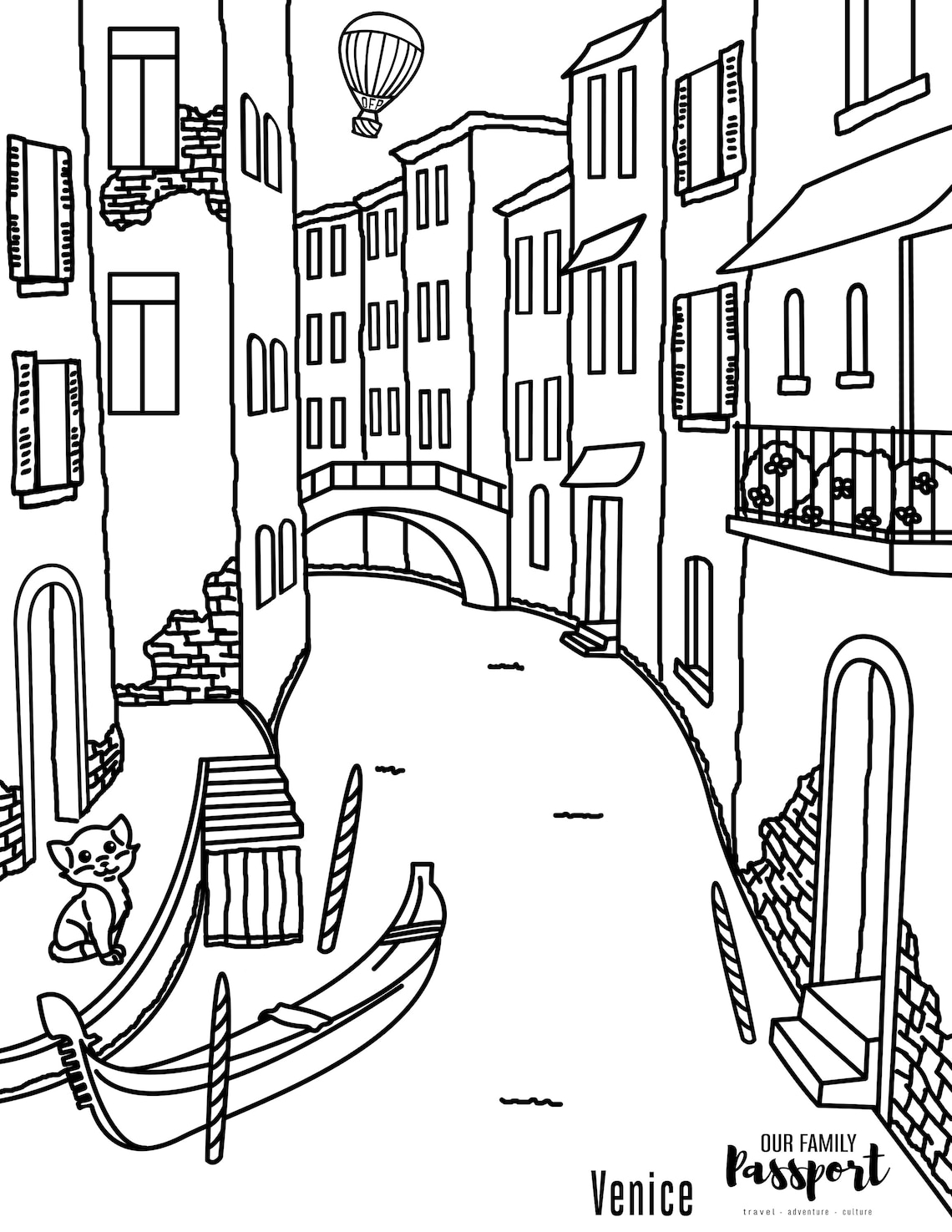 Venice Italy Coloring Page, Geography Printable - Etsy