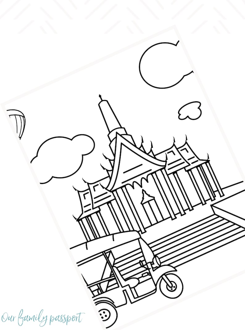 Bangkok Thailand Digital & Printable Travel Coloring Page - Etsy