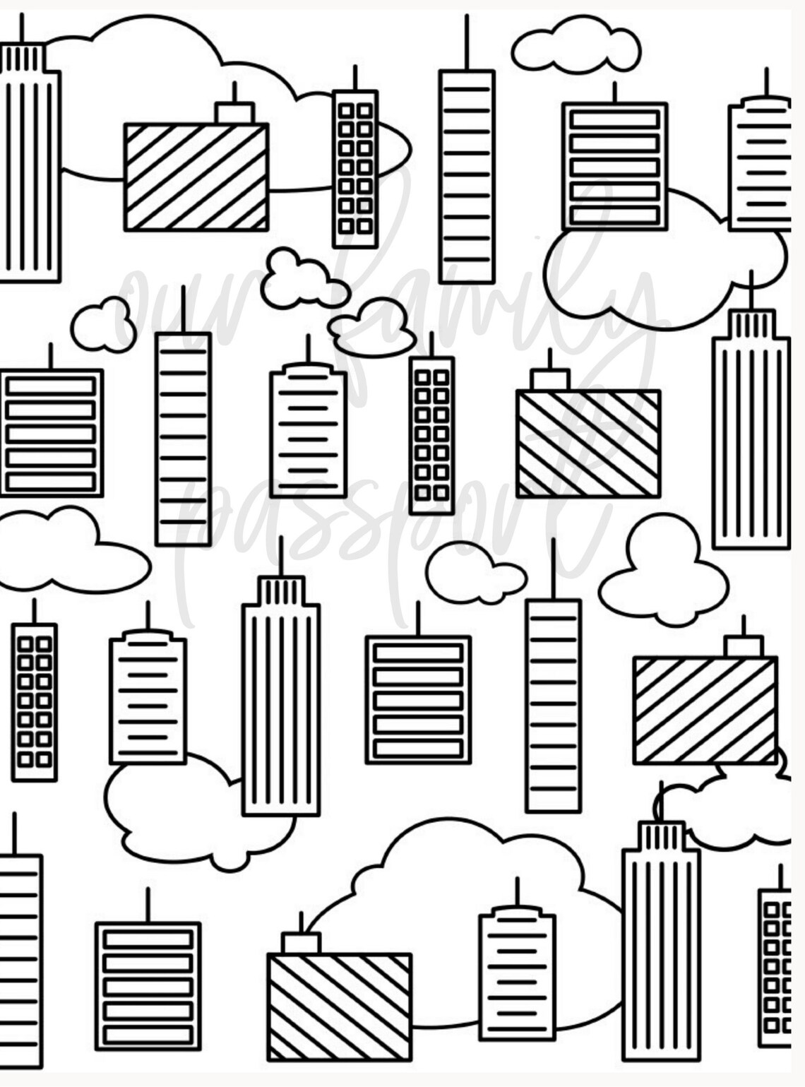 Building Doodle Skyscraper Coloring Page, Hand Drawn Digital ...