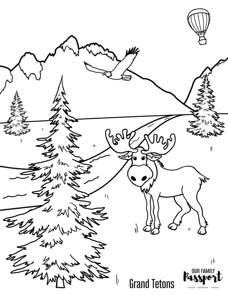 Grand Teton National Park Coloring Page - Etsy