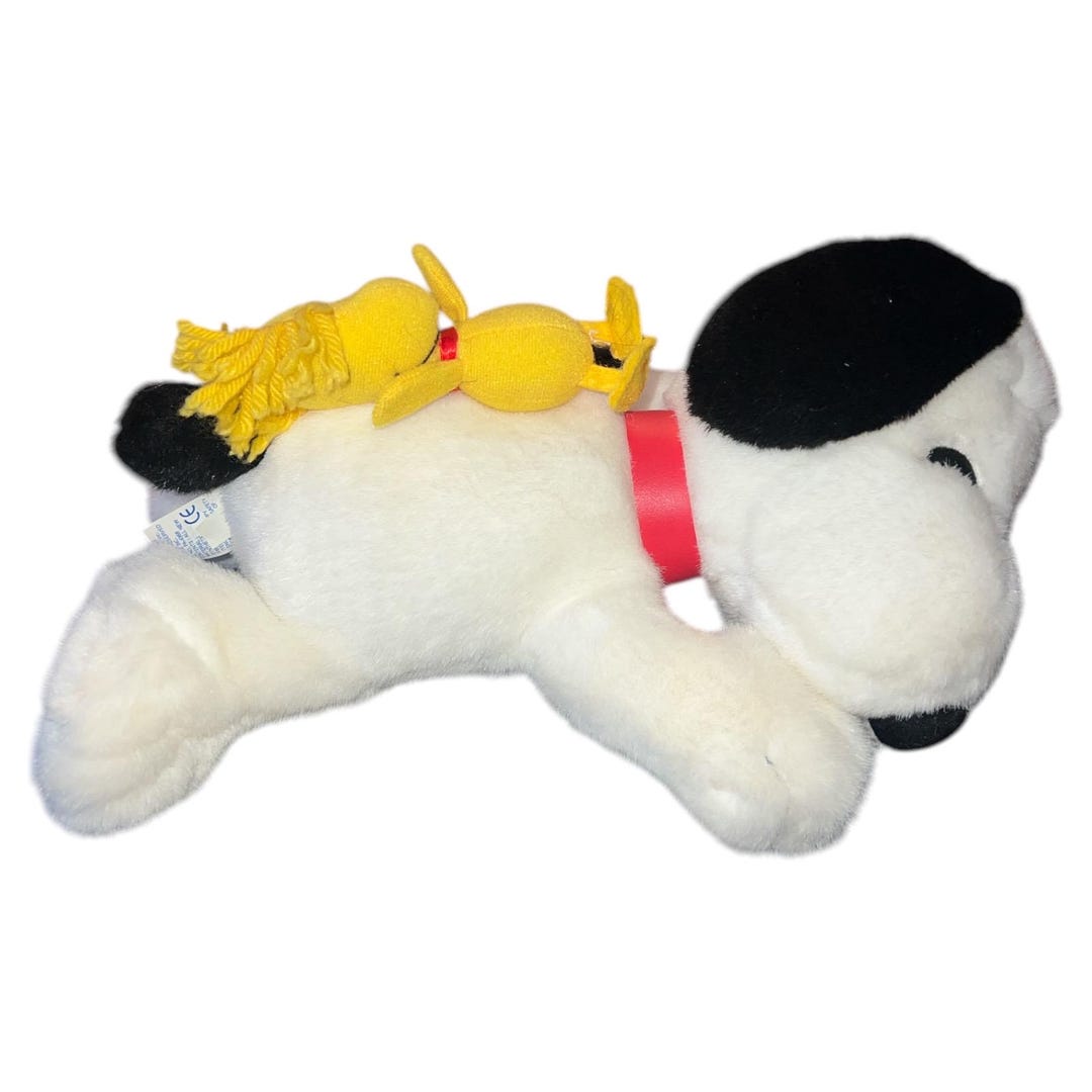Peanuts Plush Snoring Snoopy & Woodstock Stuffed Animal Applause Works ...